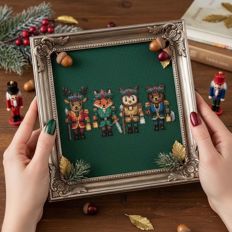 Woodland Nutcracker Animal Cross Stitch Pattern: Forest Christmas ...
