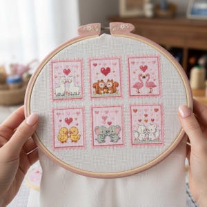 Valentine Animal Cross Stitch Pattern: Adorable Love Stamps With Hearts ...