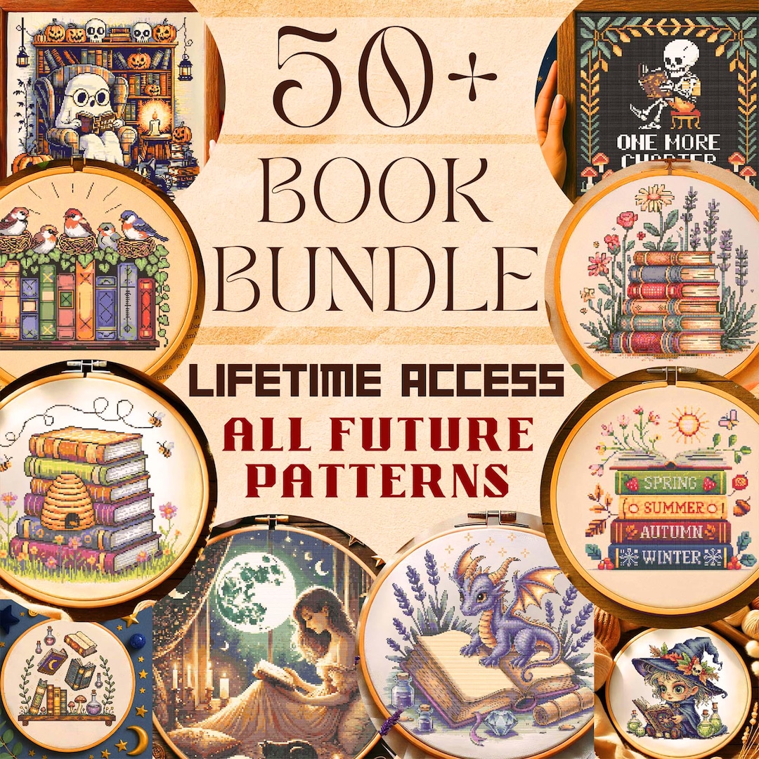 Book Lover Mega Bundle 50+ Cross Stitch Pattern Access Lifetime Fantasy ...