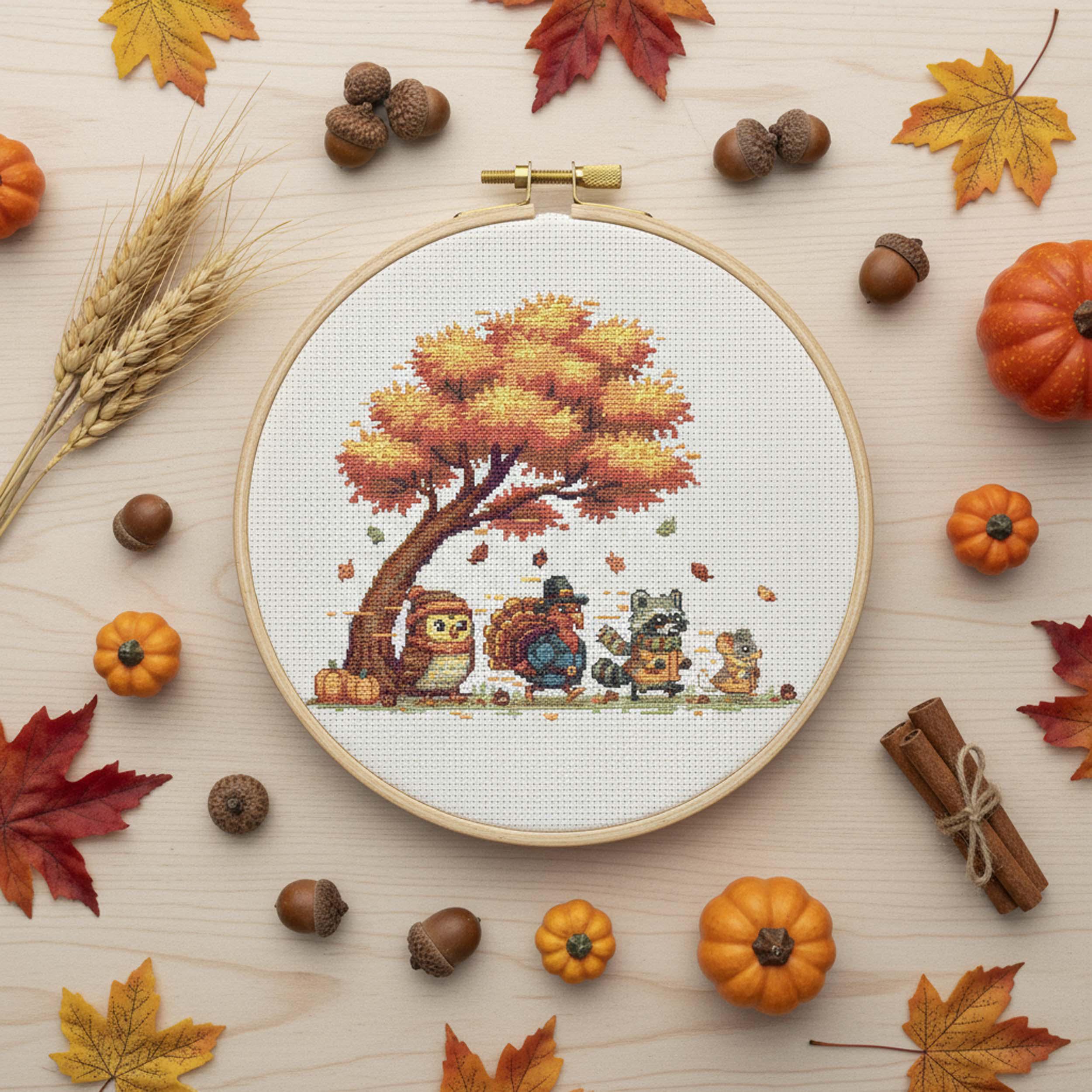 Autumn Woodland Parade Cross Stitch Pattern: Fall Animals Embroidery ...