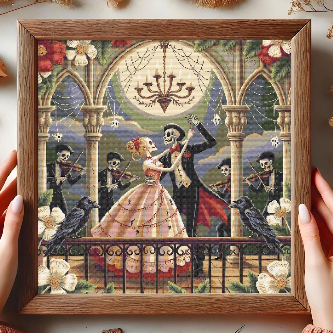 Romantic Skeleton Dance Cross Stitch Pattern Skeleton Ballroom Dance ...