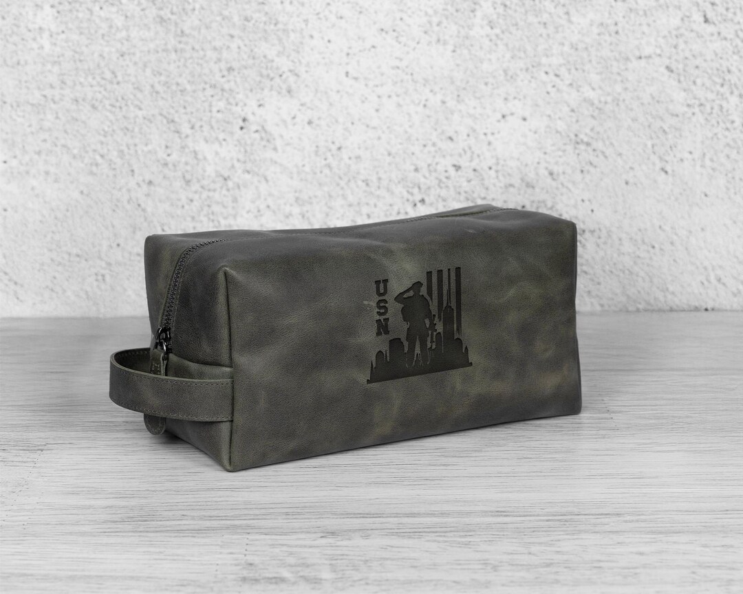Army Gift, USN Dopp Kit, Military Travel Bag, Military Style Leather ...