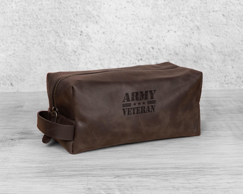Army Gift, USN Dopp Kit, Military Travel Bag, Military Style Leather ...