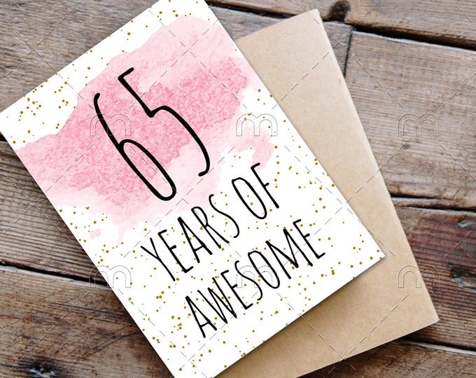 PRINTABLE 65th Birthday Card Birthday Card Printable Instant - Etsy