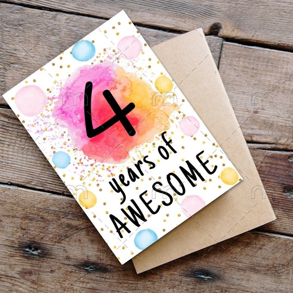 4th Birthday Card - Etsy