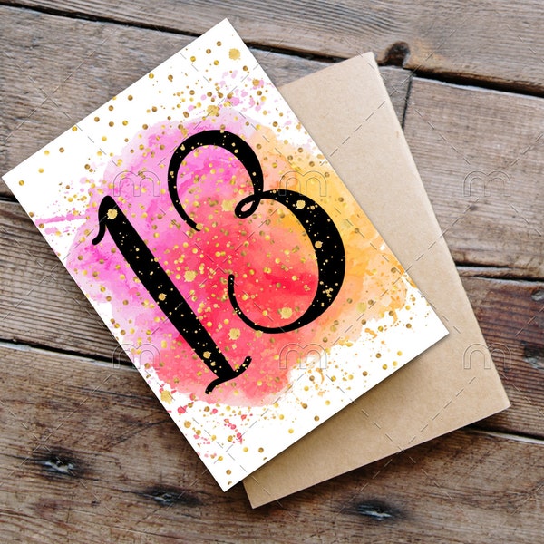 Printable 13th Birthday Card - Etsy