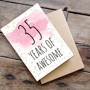 PRINTABLE 35th Birthday Card, Birthday Card Printable, Instant Download ...