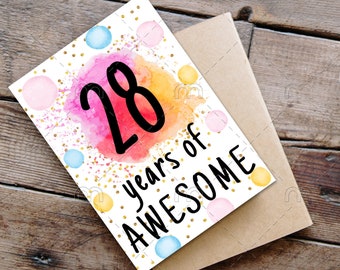Funny 28th Birthday Card 28 and Looking Great 28th Birthday - Etsy