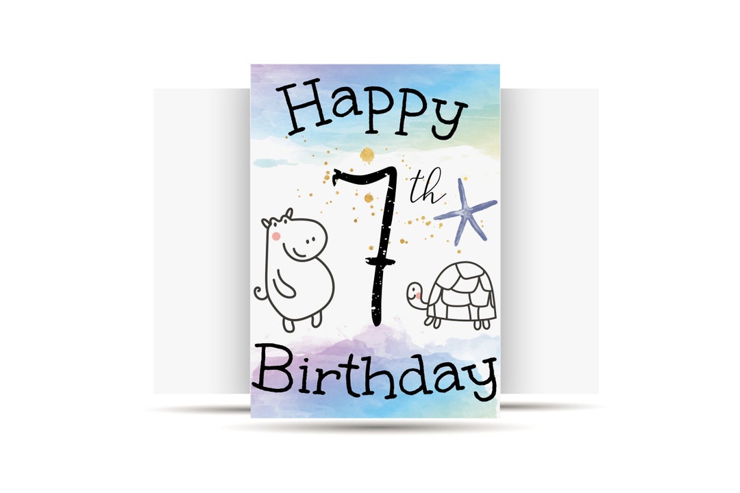 PRINTABLE 7th Birthday Card Birthday Card Printable Instant Download ...