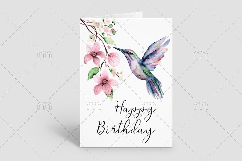 Happy Birthday Card Digital Download PRINTABLE Hummingbird - Etsy