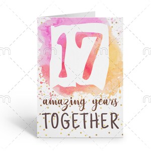 Printable 17th Anniversary Card 17 Amazing Years Together Downloadable ...