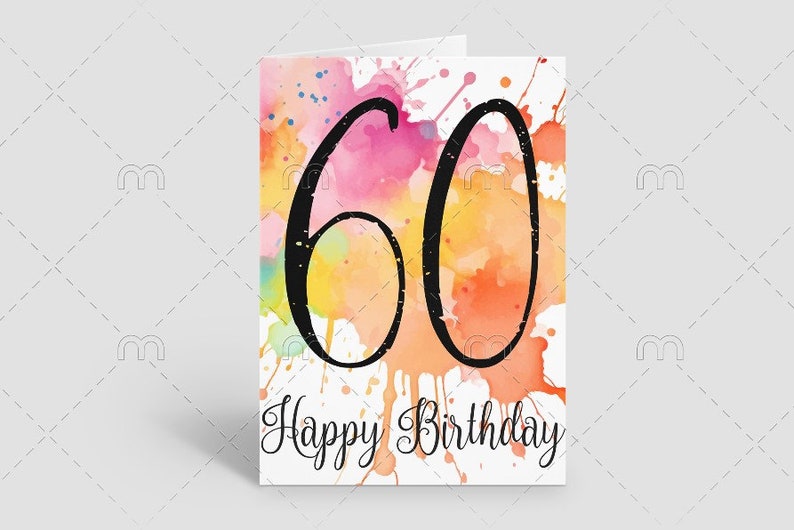 PRINTABLE 60th Birthday Card Birthday Card Printable Instant Download ...