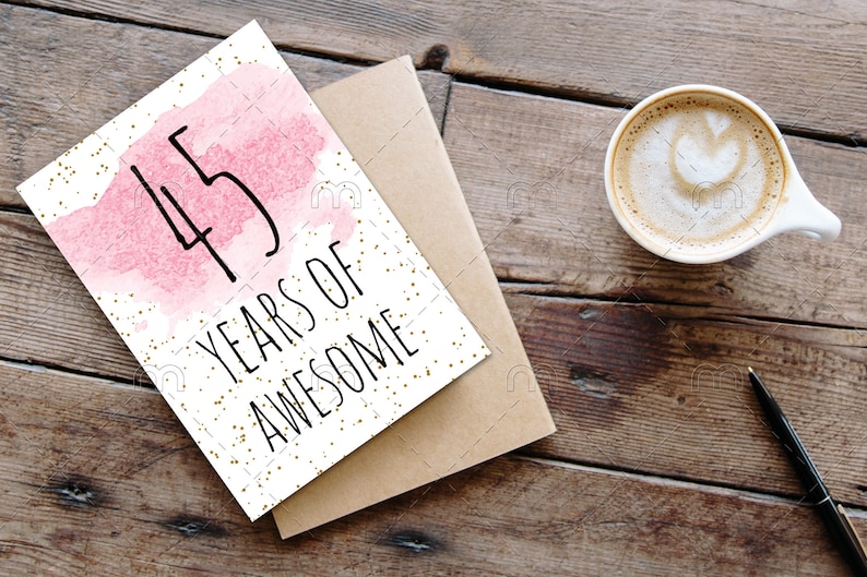 PRINTABLE 45th Birthday Card, Birthday Card Printable, Instant Download ...