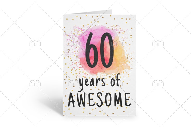 PRINTABLE 60th Birthday Card Birthday Card Printable Instant Download ...