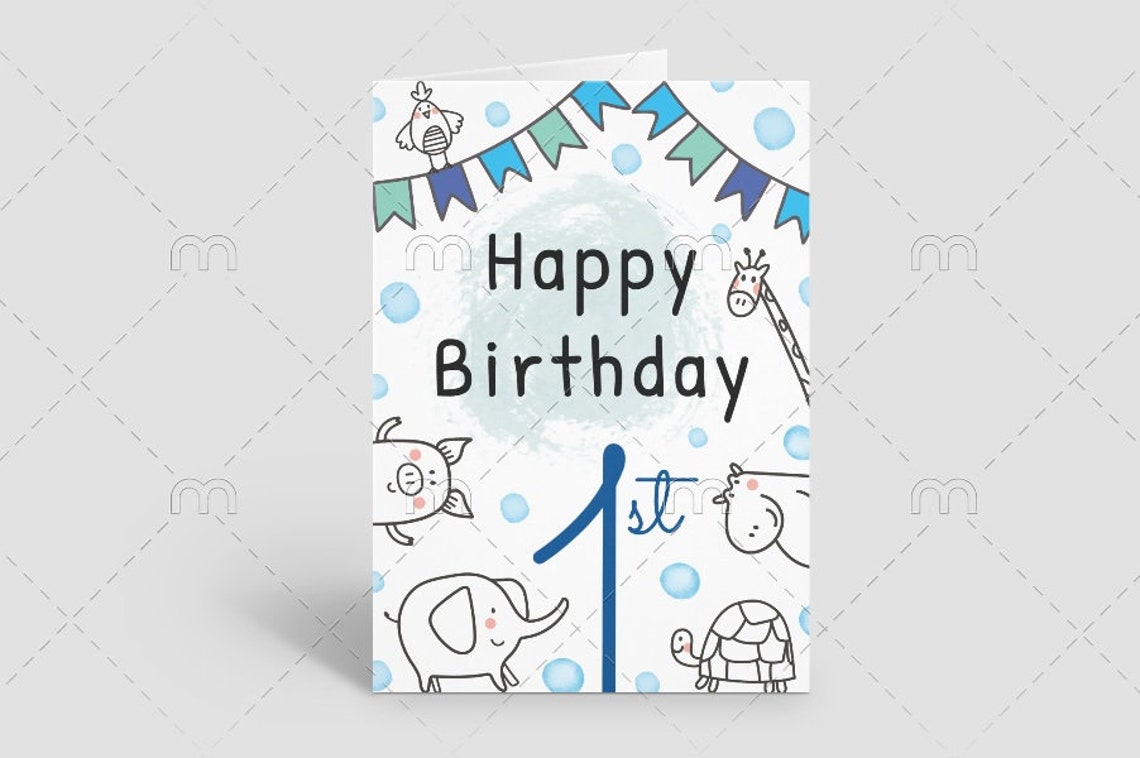 PRINTABLE First Birthday Card 1st Birthday Card for a Little - Etsy