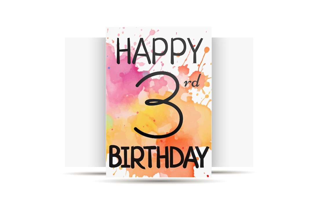 PRINTABLE 3rd Birthday Card Printable Instant Download Birthday Card 3 ...