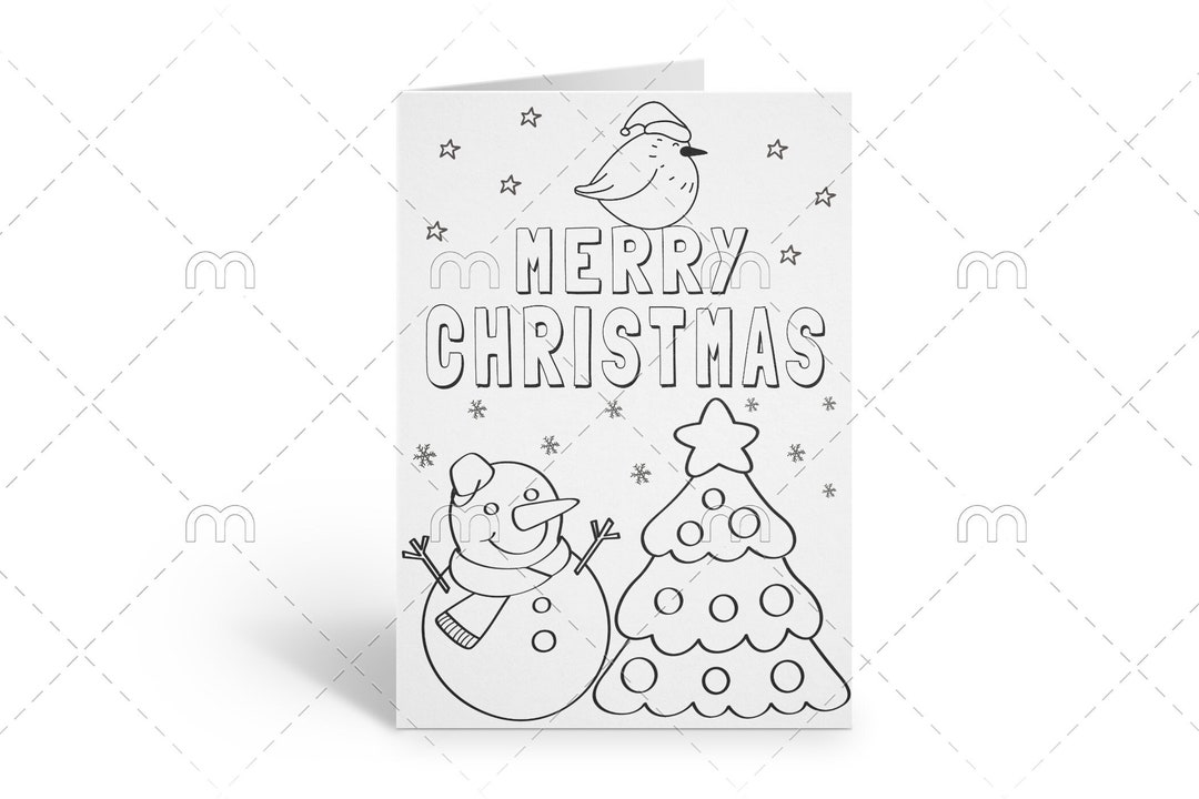 Coloring Christmas Cards Merry Christmas Card Printable Christmas Card ...