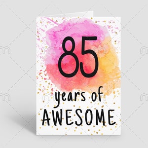 PRINTABLE 85th Birthday Card Printable Instant Download Birthday Card ...