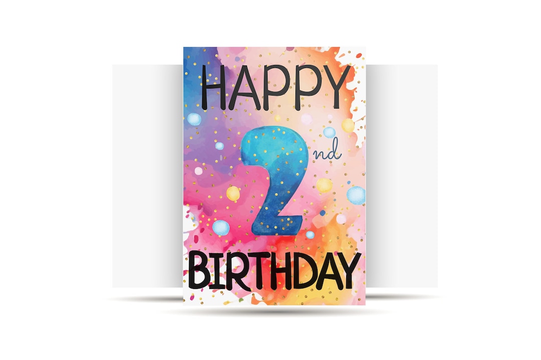 PRINTABLE 2nd Birthday Card Printable Instant Download Birthday Card ...