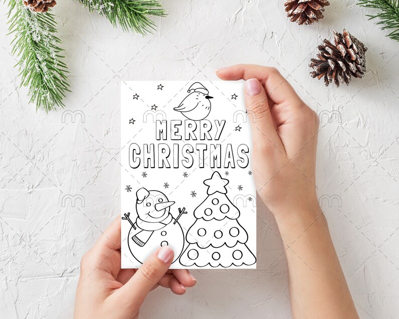 Coloring Christmas Cards Merry Christmas Card Printable Christmas Card ...