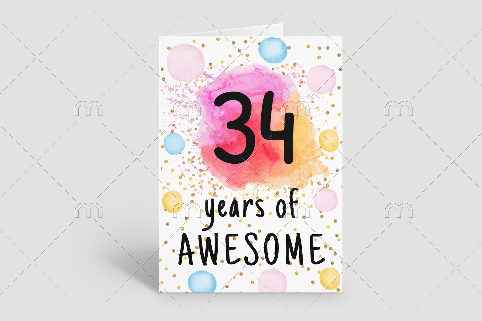PRINTABLE 34th Birthday Card Print Card Printable Instant - Etsy