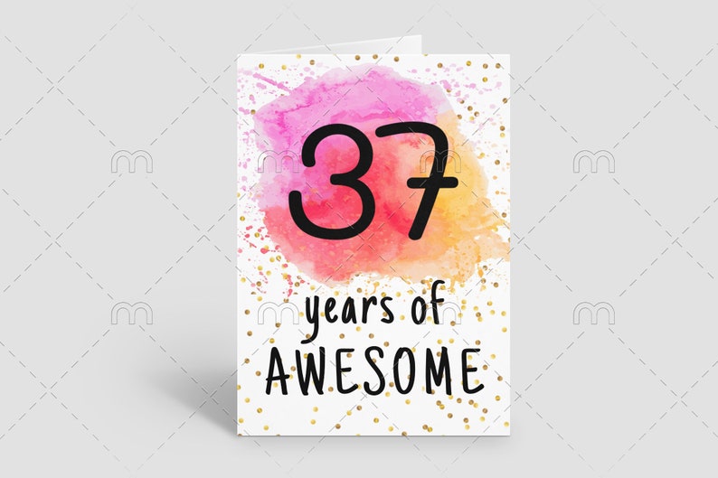 PRINTABLE 37th Birthday Card Print Card Printable Instant - Etsy