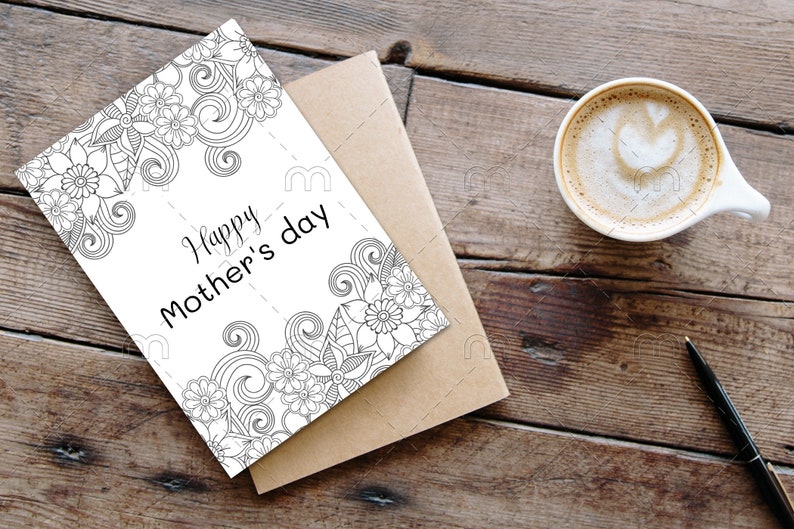 Printable Mother's Day Card Coloring Mothers Day Card Downloadable Card ...