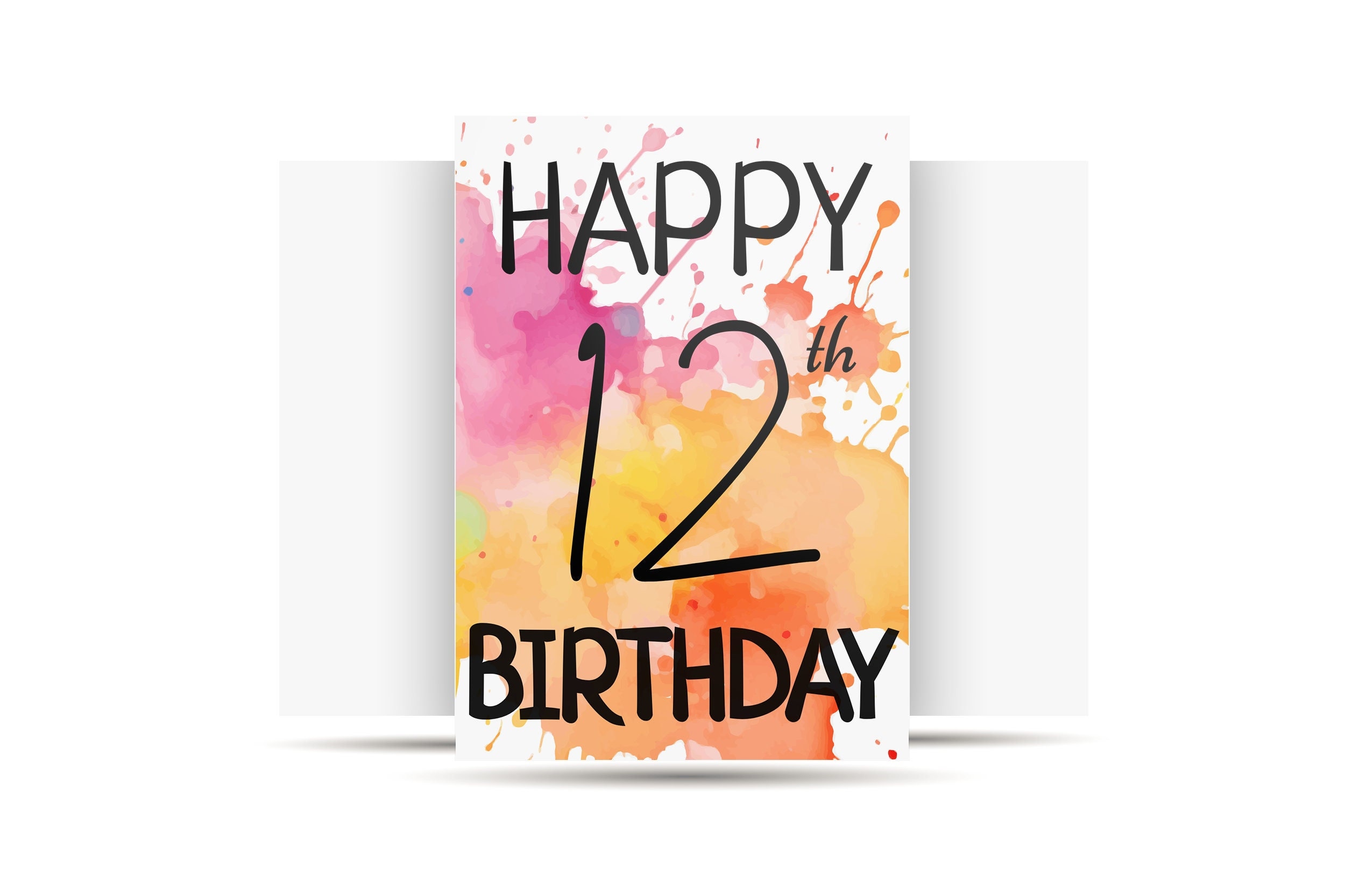 PRINTABLE 12th Birthday Card Printable Instant Download Birthday Card ...