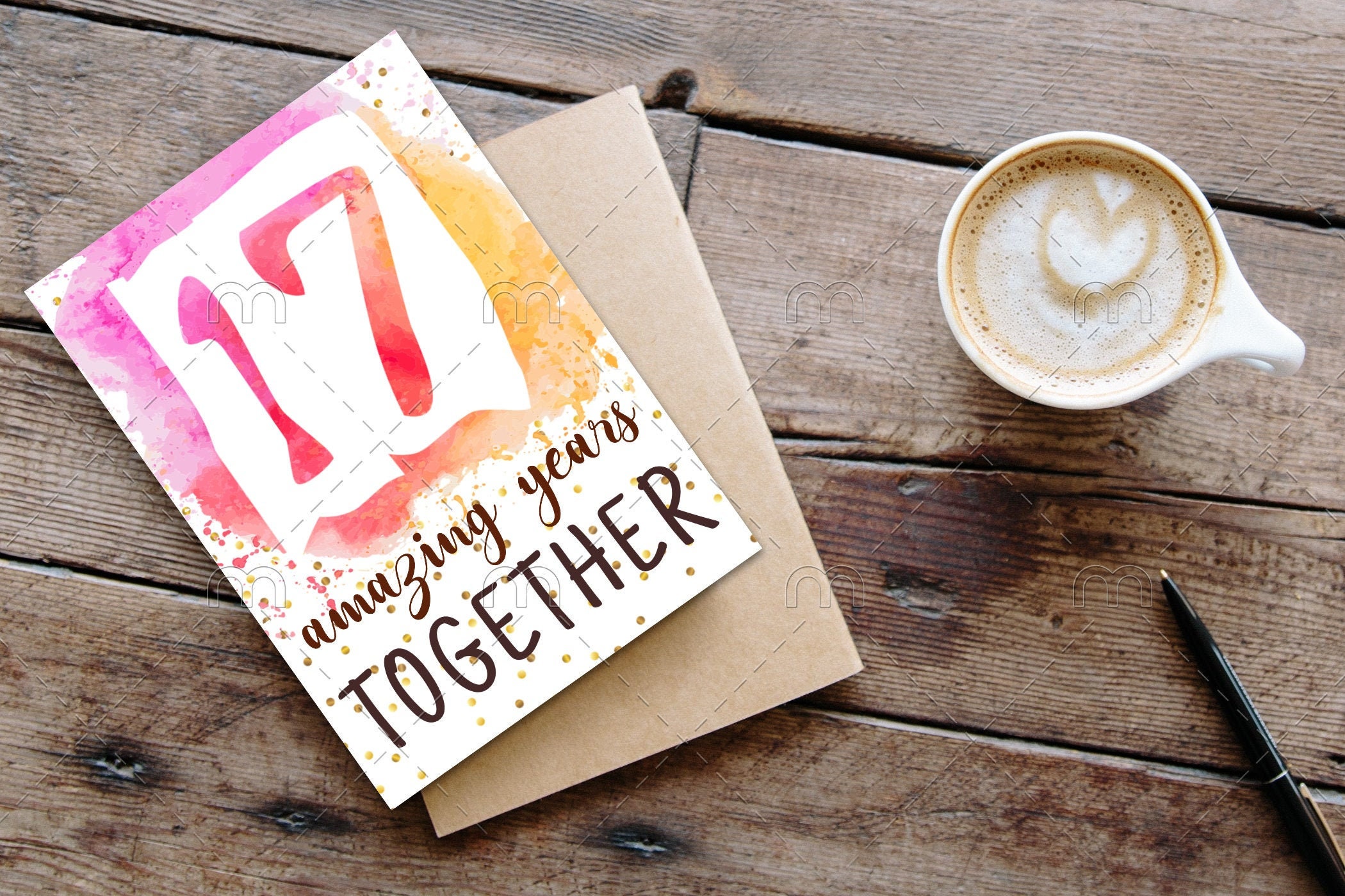 Printable 17th Anniversary Card 17 amazing years together | Etsy