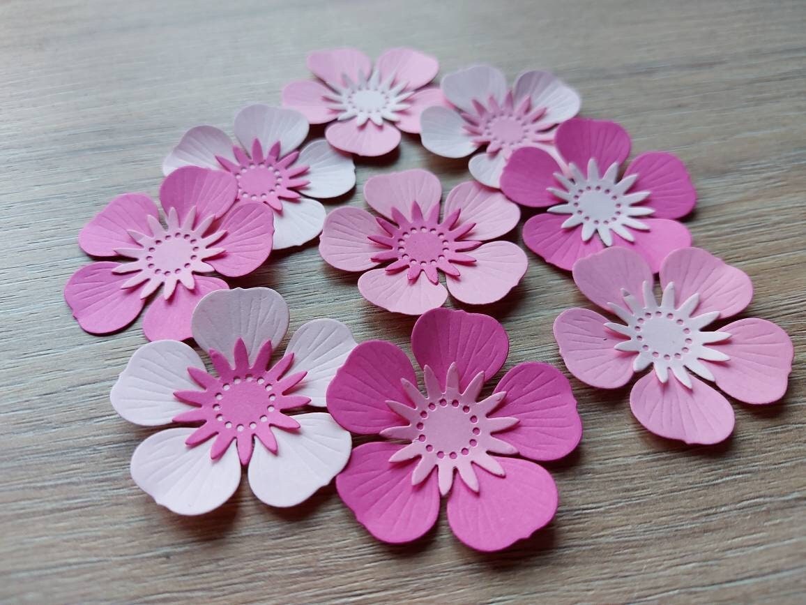 Paper Flowers Paper Pink Flowers Paper Supplies Paper Decorations Pink ...
