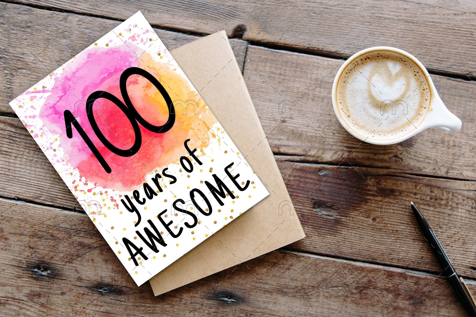 PRINTABLE 100th Birthday Card Printable Instant Download Birthday Card ...