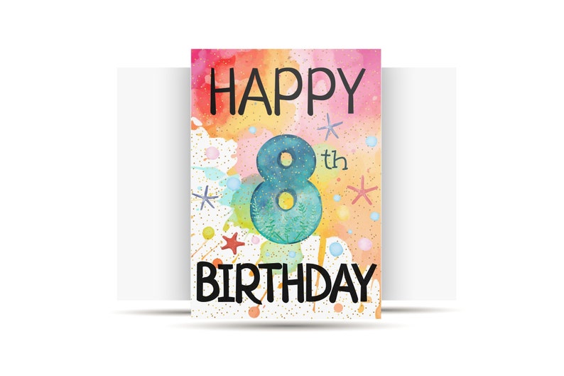PRINTABLE 8th Birthday Card Printable Instant Download Birthday Card ...