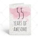 PRINTABLE 55th Birthday Card, Birthday Card Printable, Instant Download ...