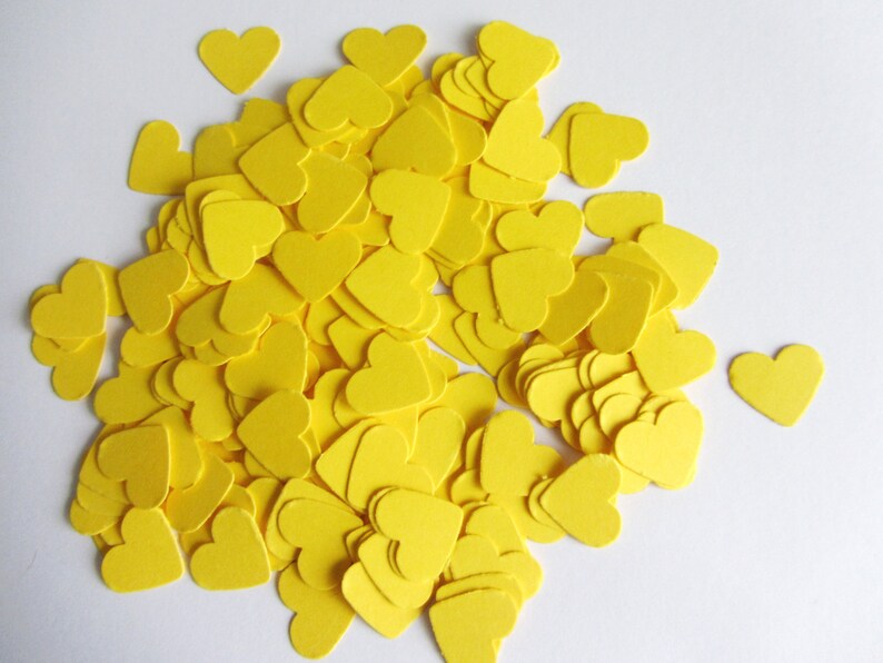 Wedding confetti hearts Yellow Paper hearts die cut hearts | Etsy