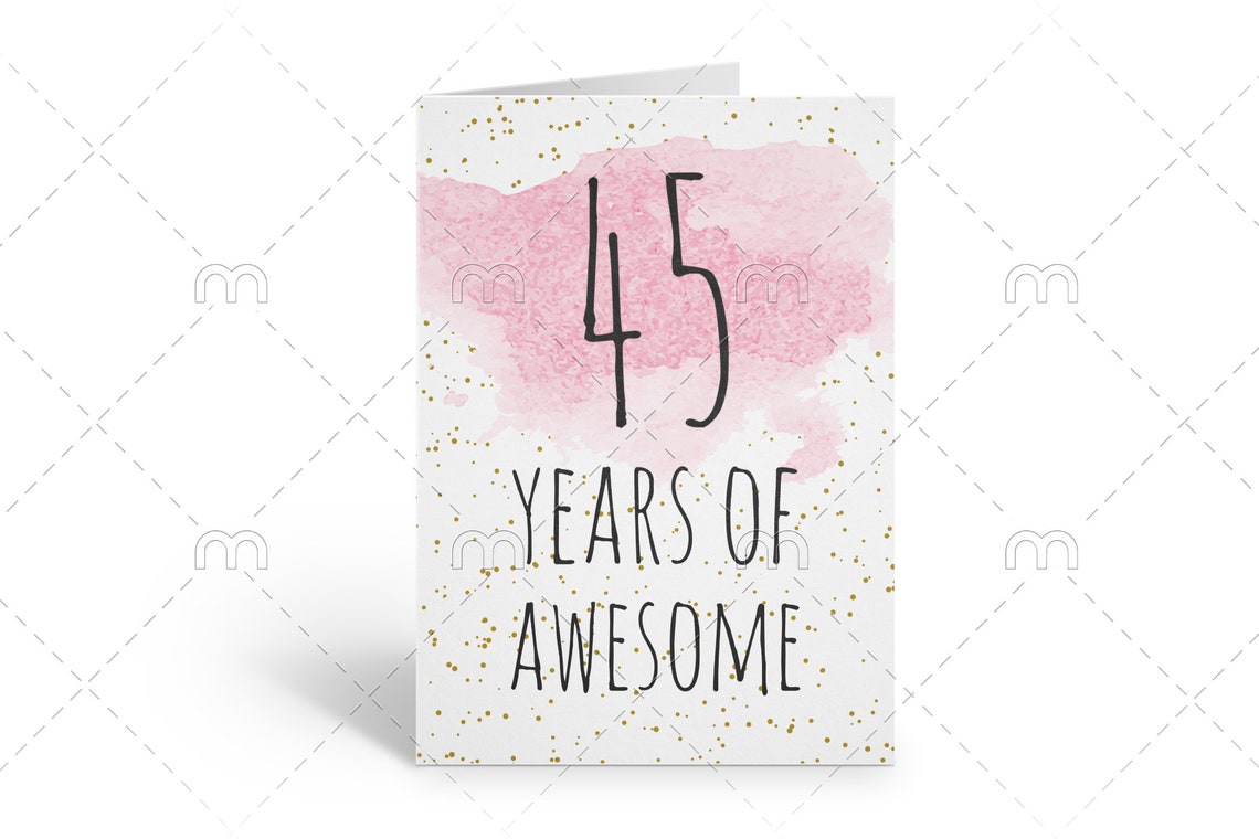PRINTABLE 45th Birthday Card, Birthday Card Printable, Instant Download ...