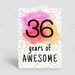 PRINTABLE 36th Birthday Card Print Card Printable Instant Download ...
