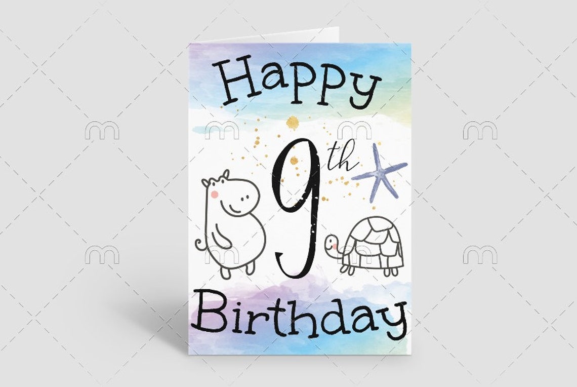 PRINTABLE 9th Birthday Card Printable Instant Download Birthday Card ...