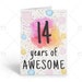 PRINTABLE 14th Birthday Card Birthday Card Printable Instant Download ...