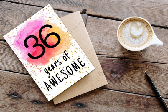 PRINTABLE 36th birthday card print card printable instant | Etsy