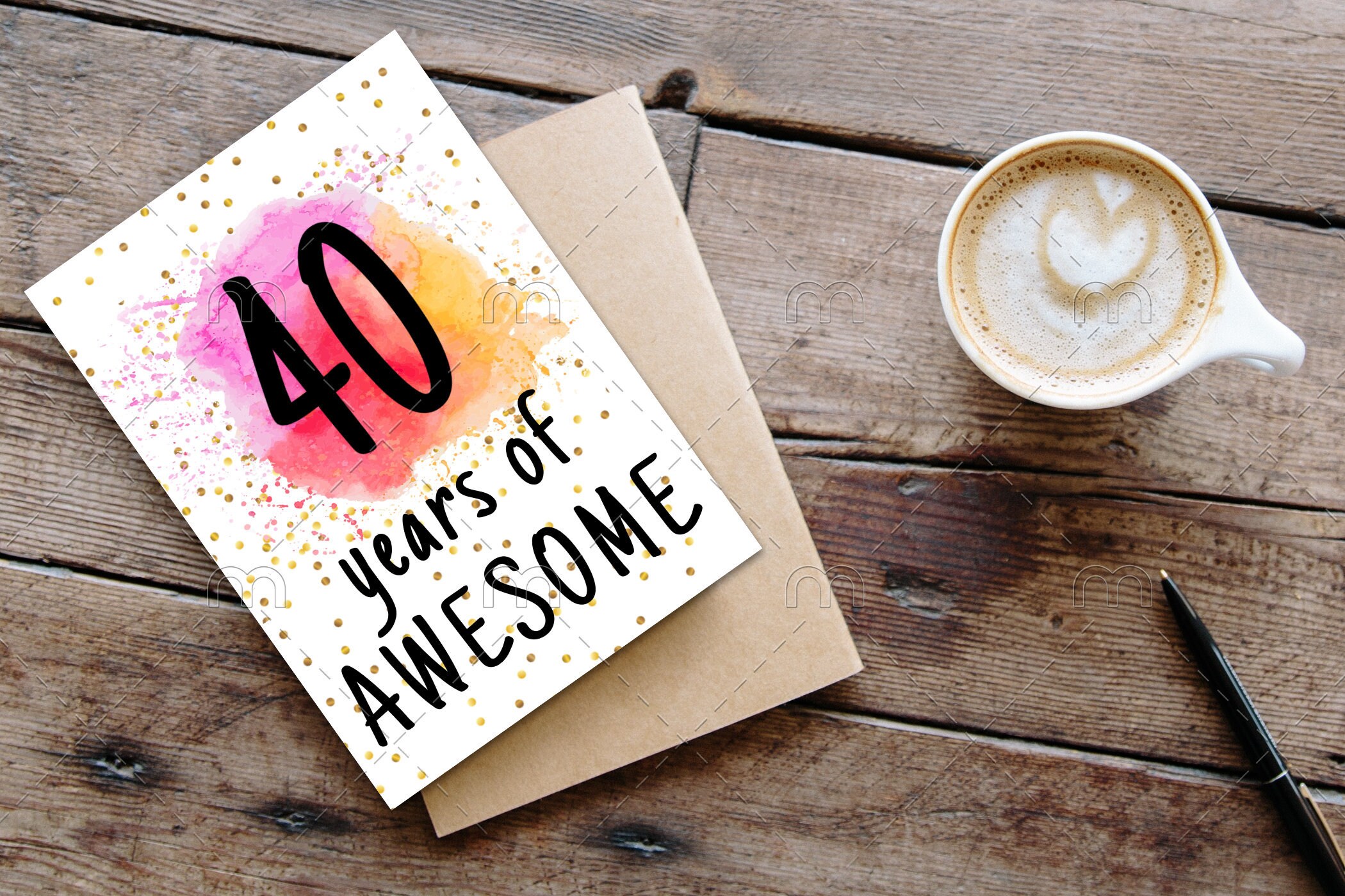 PRINTABLE 40th Birthday Card Birthday Card Printable Instant Download ...