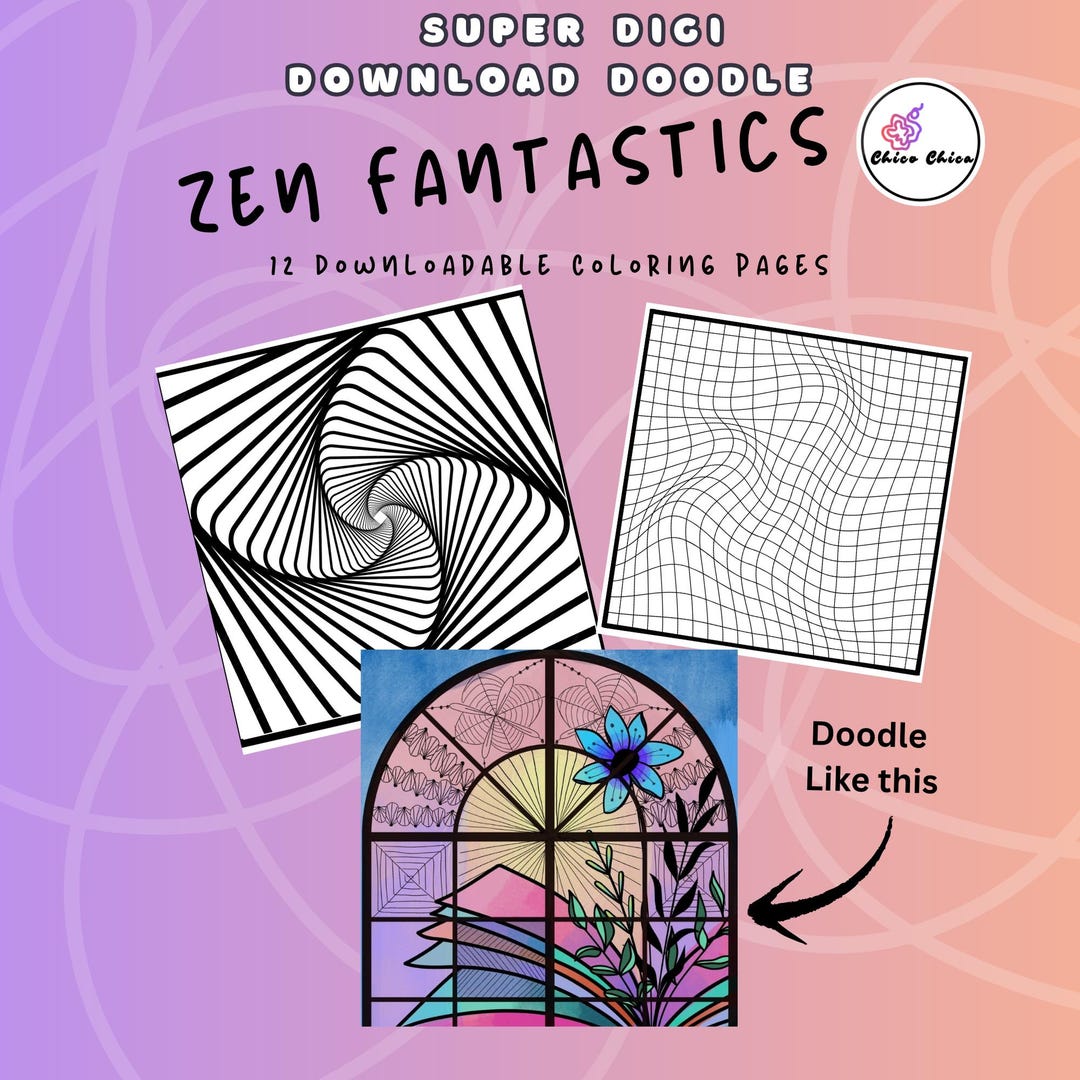 Zen Fantastics - Super Digi Downloadable - 12 Pages of Doodle Starters ...