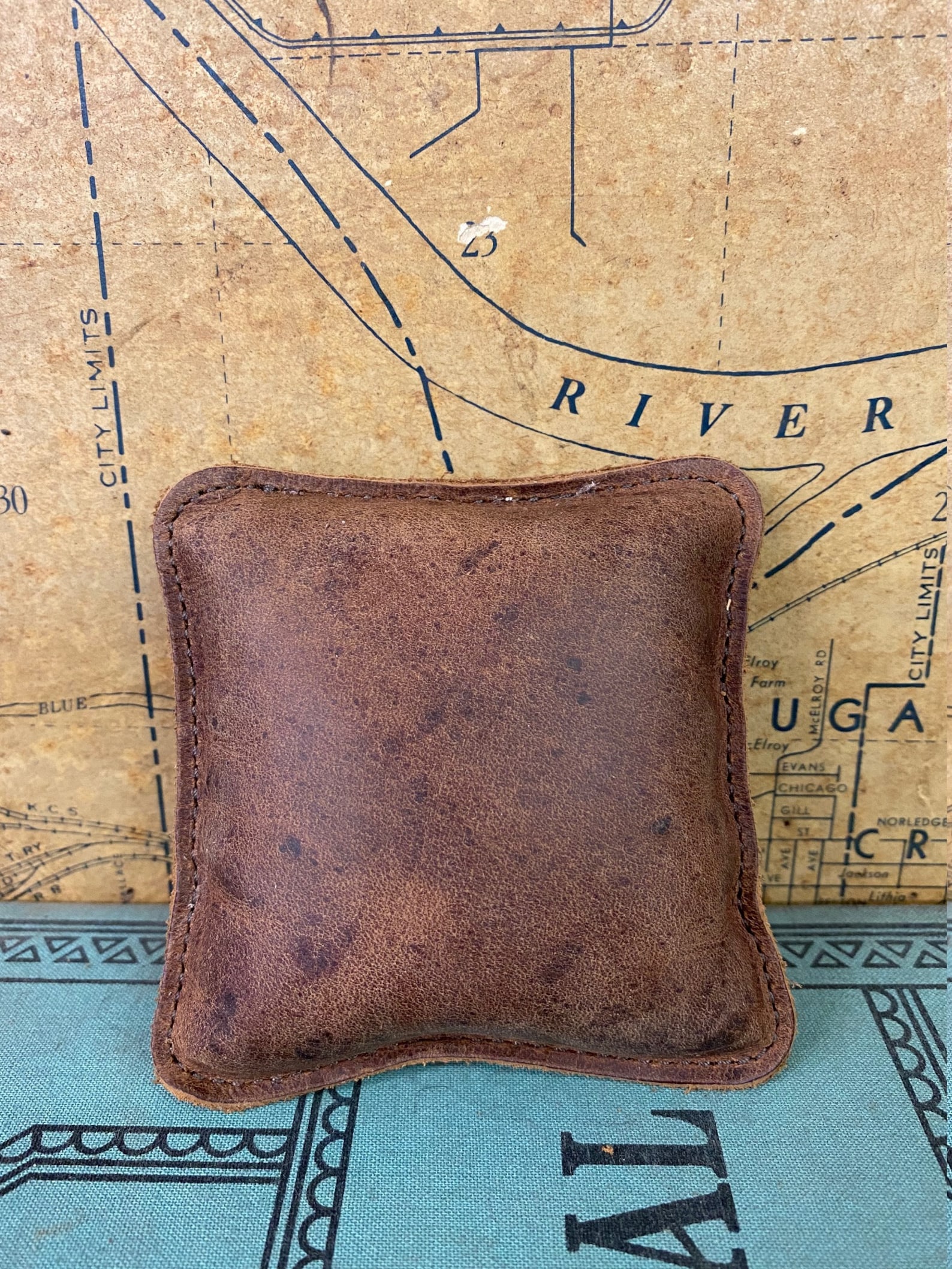 Rectangular map Paperweight Handmade From Surplus Leather - Etsy