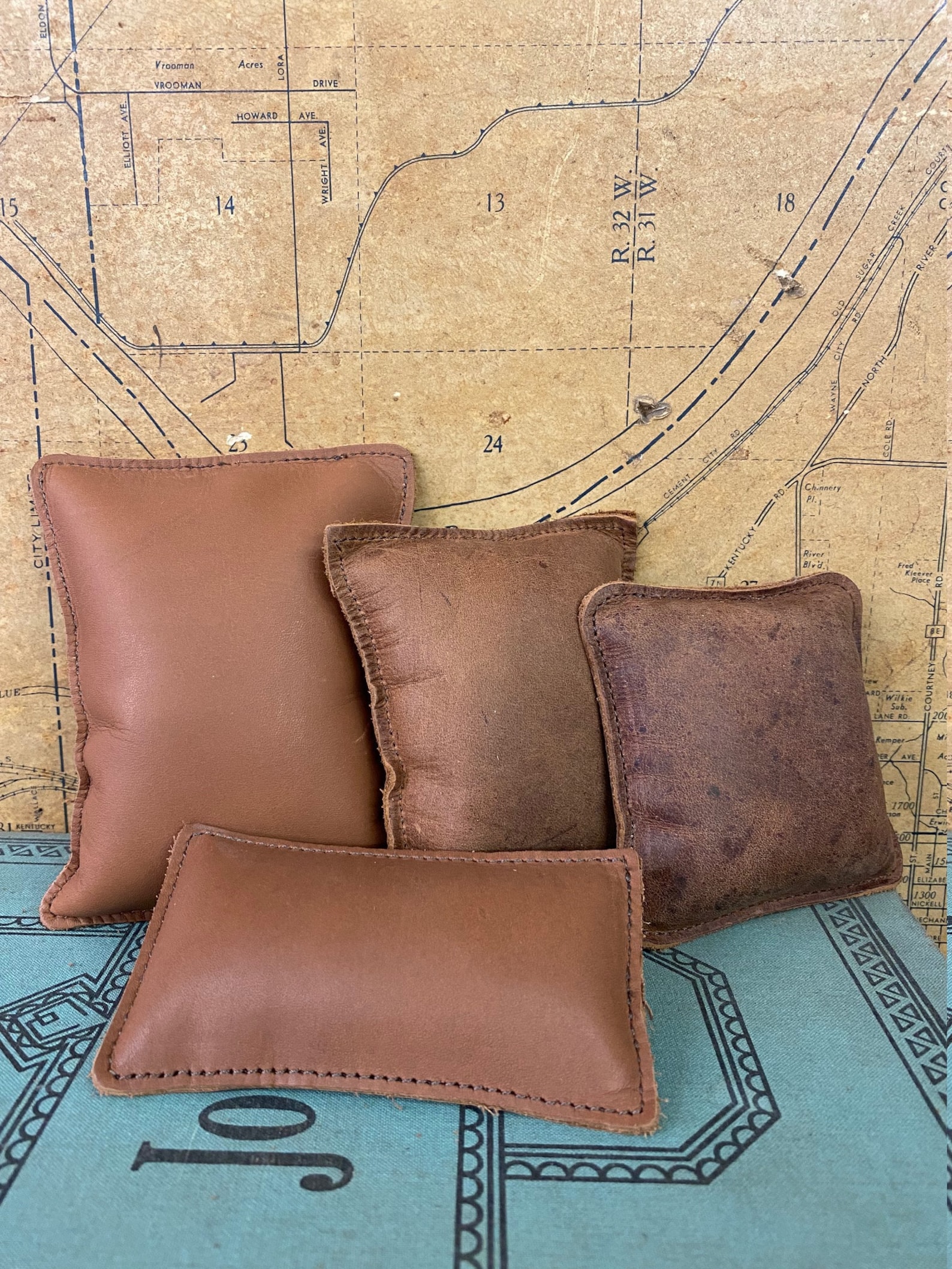 Rectangular map Paperweight Handmade From Surplus Leather - Etsy