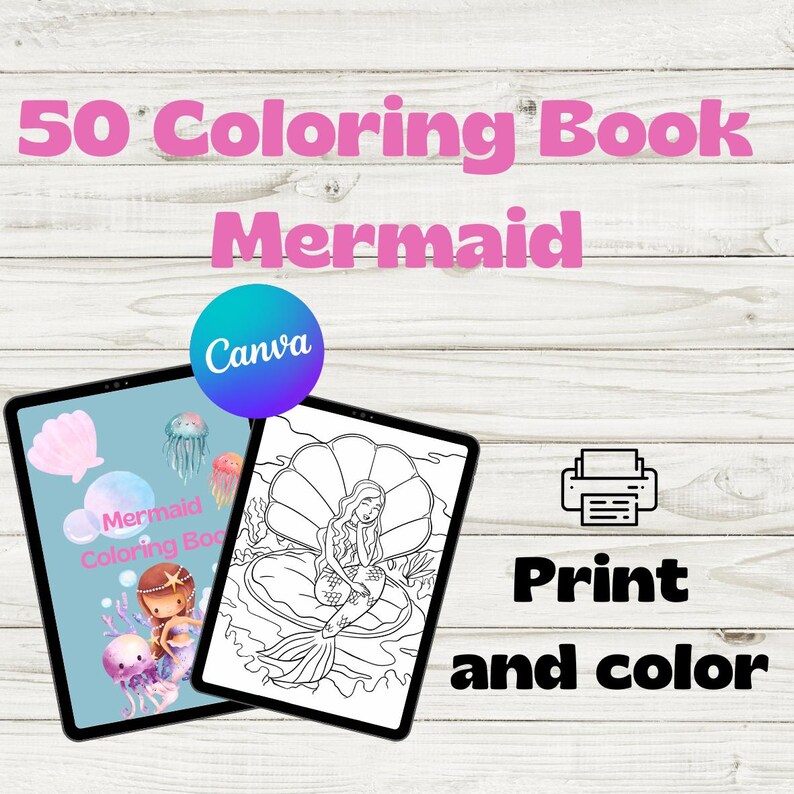 Mermaid Coloring Book - Etsy