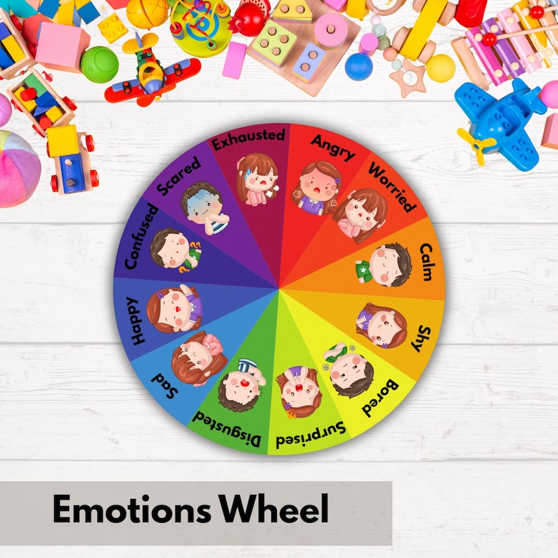 Printable Emotions Wheel for Kids – Feelings Chart for Preschool and ...