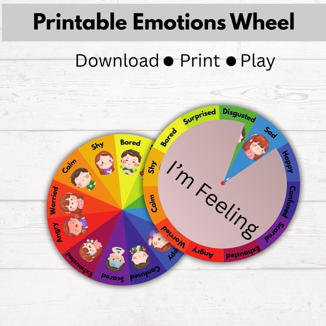 Printable Emotions Wheel for Kids – Feelings Chart for Preschool and ...