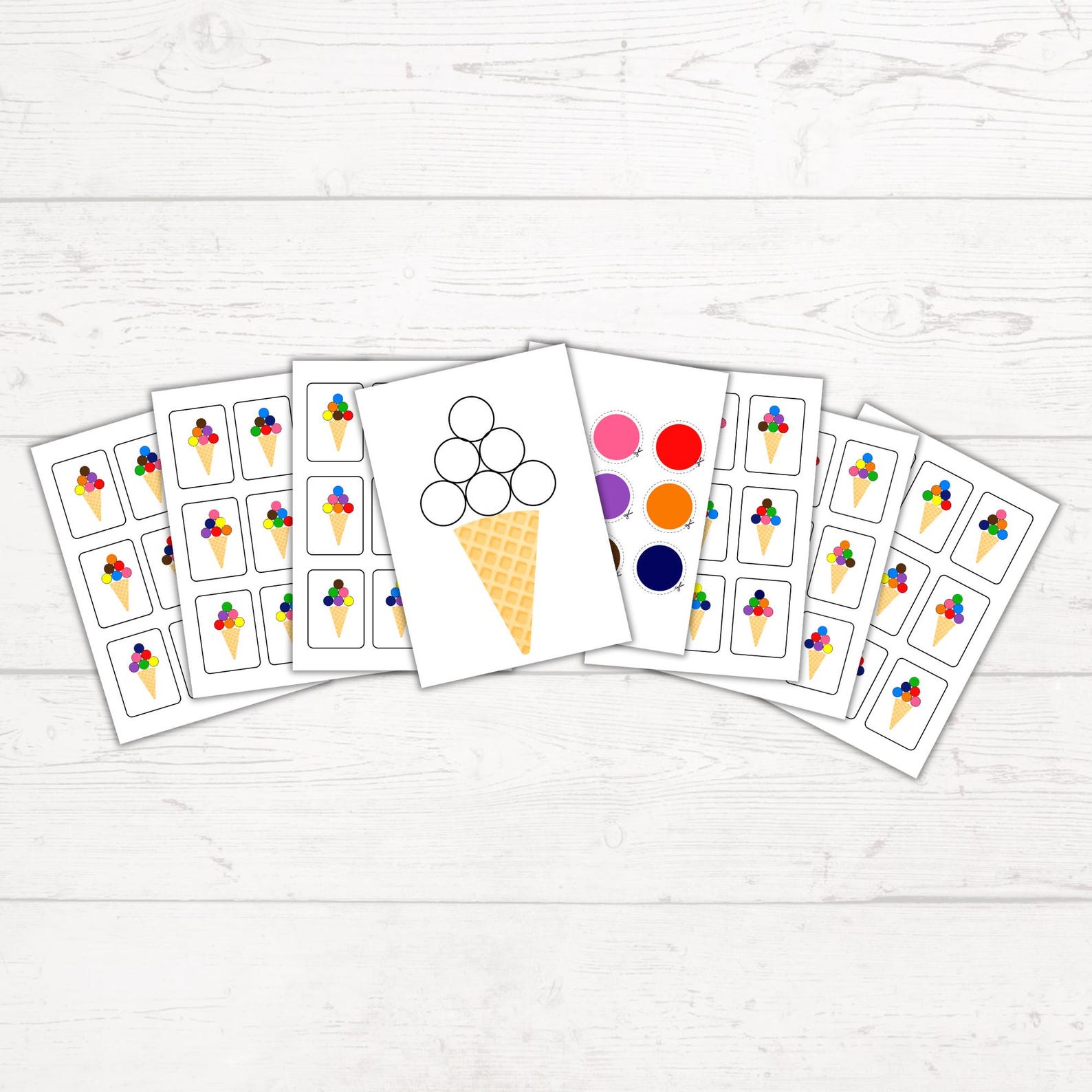 Ice Cream Color Matching Printable Game | Toddler Color Sorting ...
