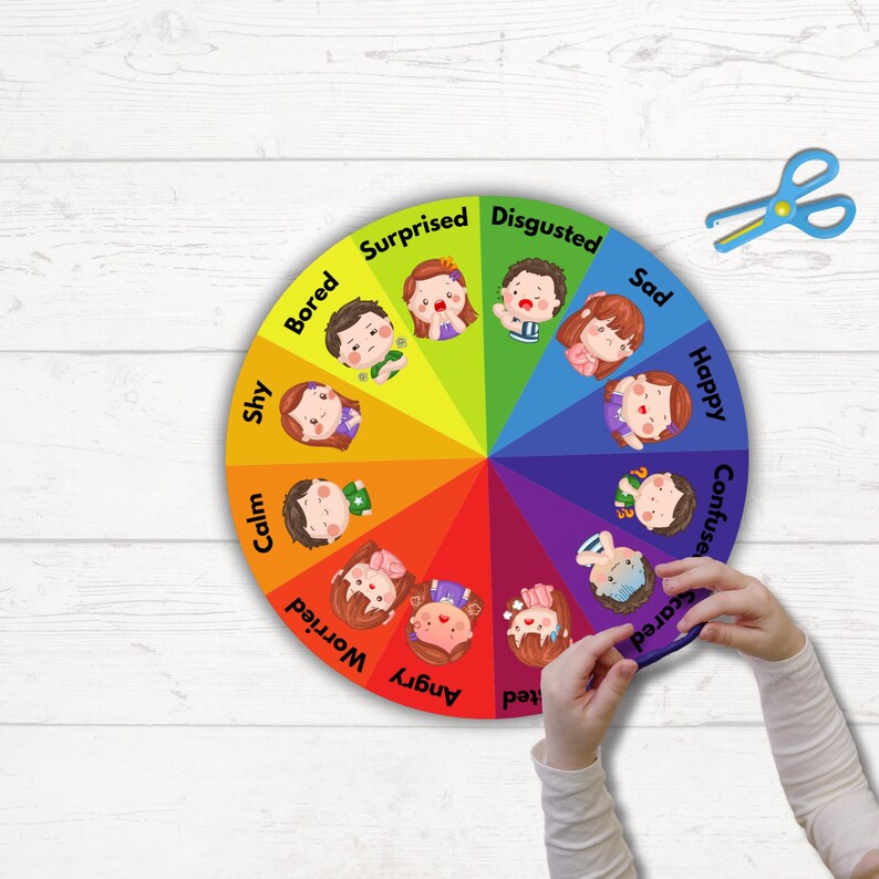 Printable Emotions Wheel for Kids – Feelings Chart for Preschool and ...