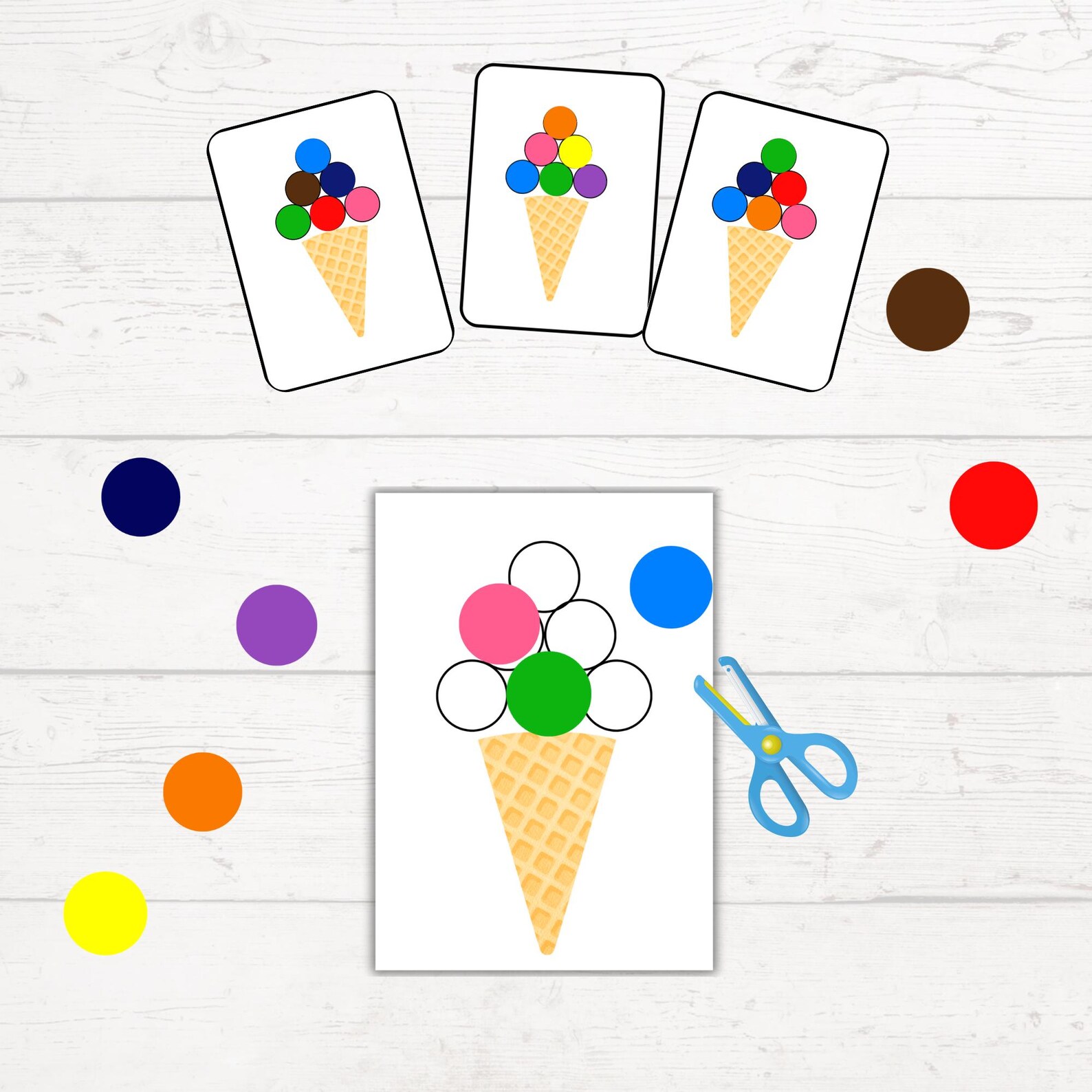 Ice Cream Color Matching Printable Game | Toddler Color Sorting ...