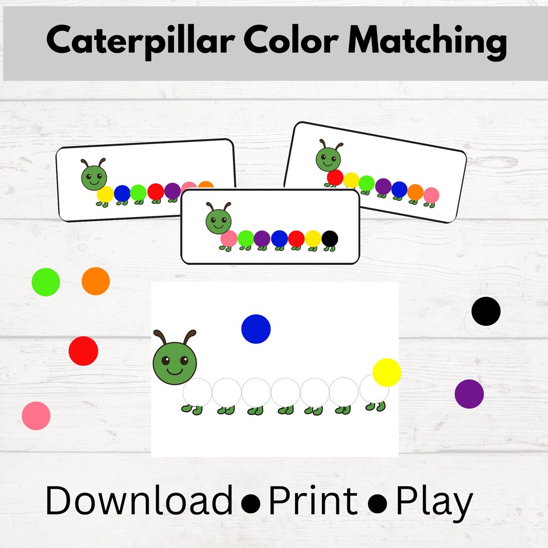 Printable Caterpillar Color Matching Game – Preschool Color Sorting ...